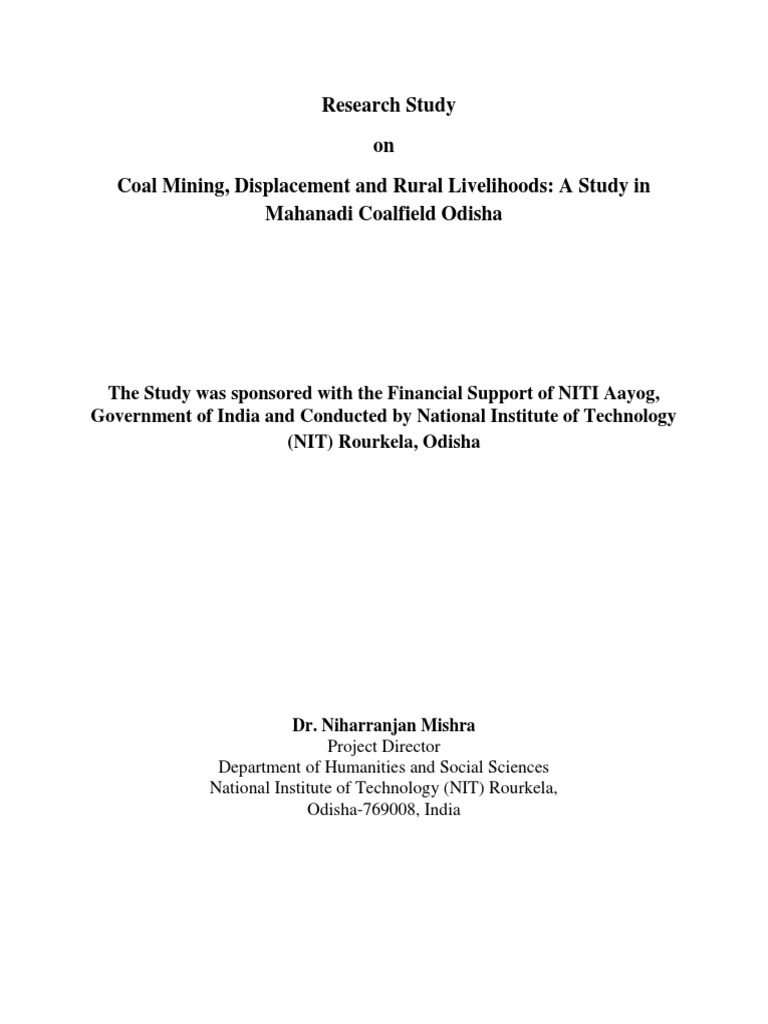 Report On Coal Mining Displacement and Rural Livelihoods A Study in ...