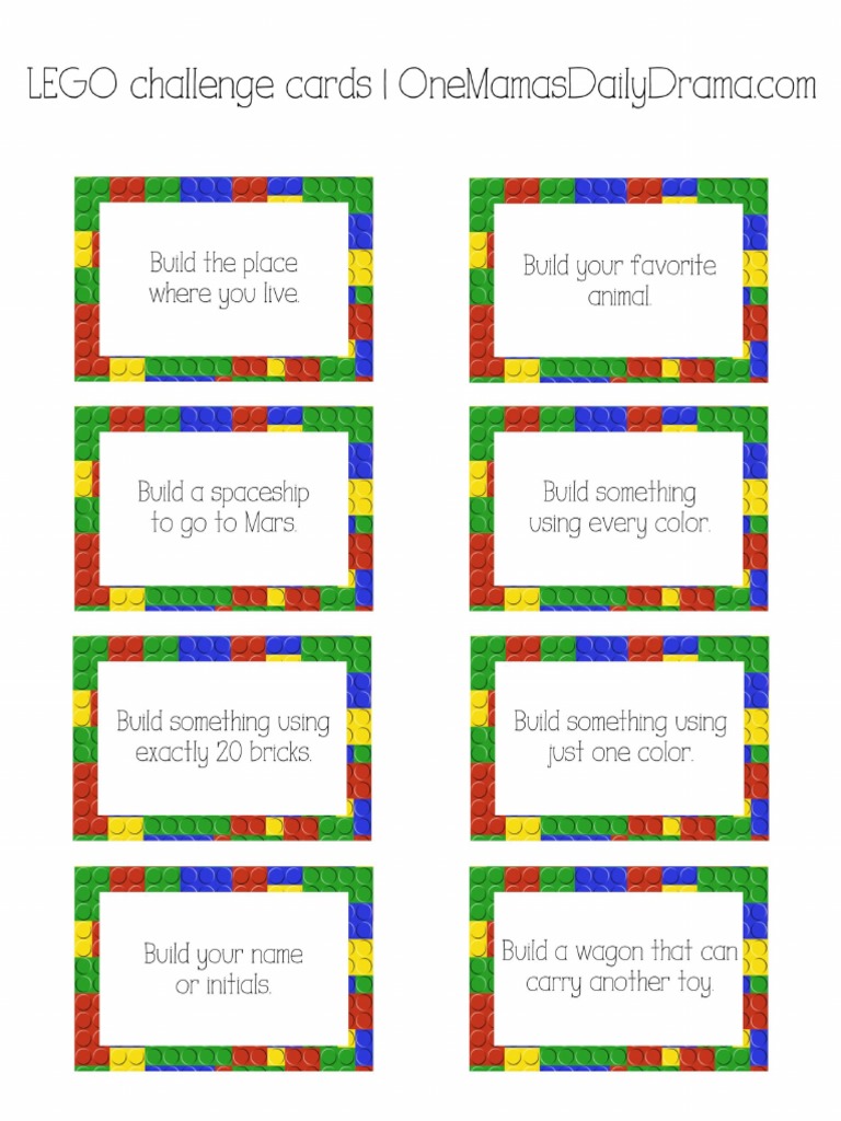 Printable LEGO Challenge Cards | PDF