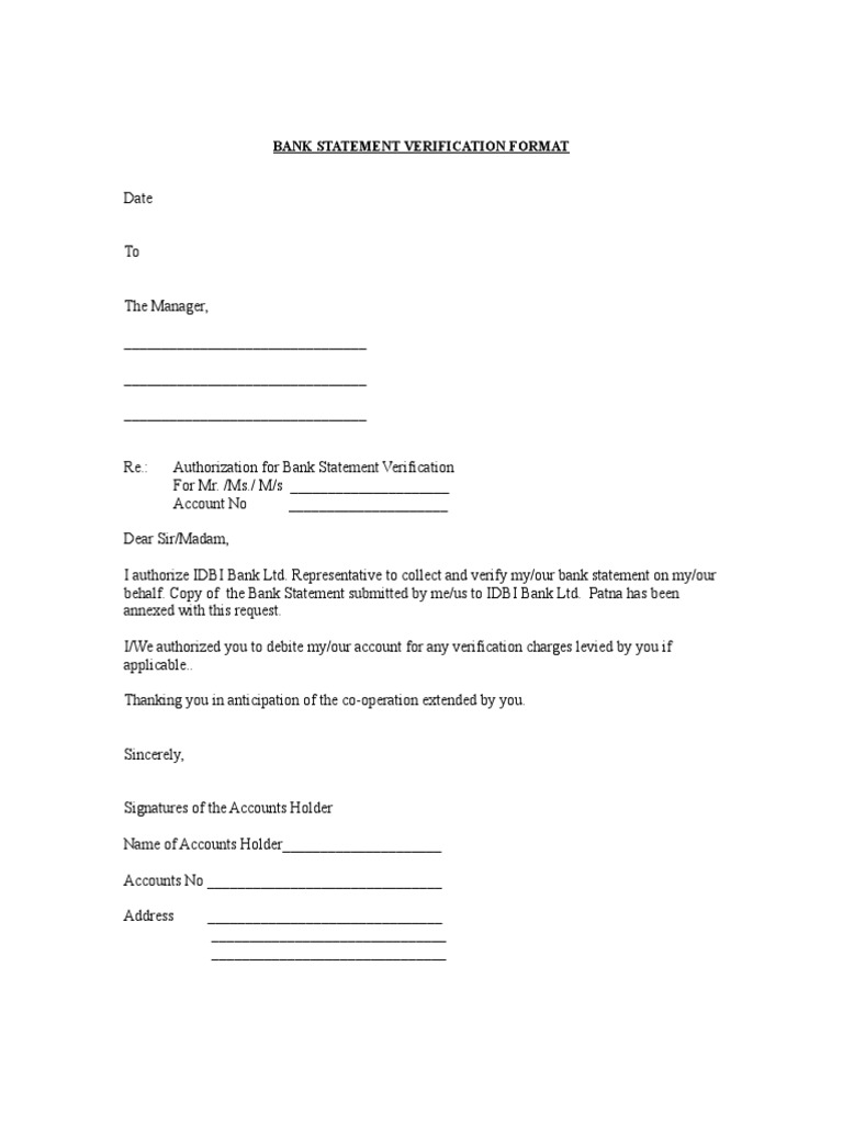 Bank Statement Verification Format | PDF