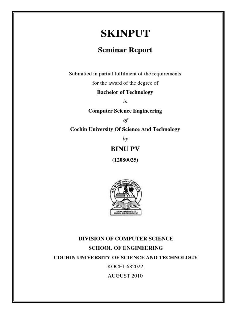 Skinput: Seminar Report | PDF | Computing And Information Technology