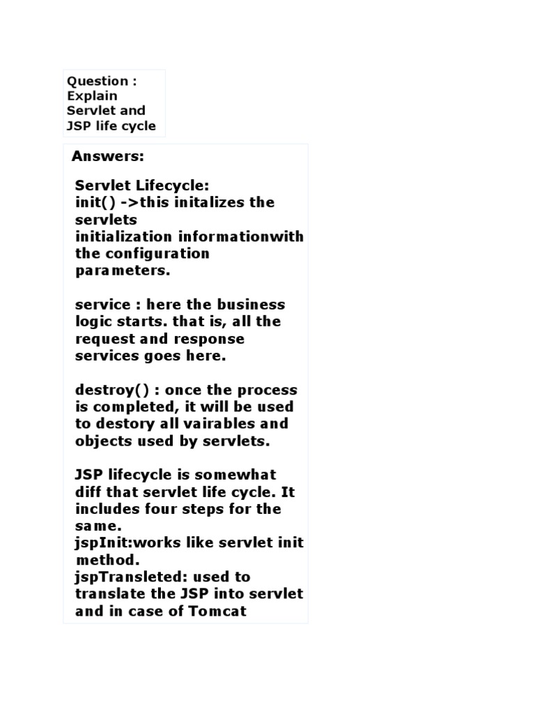 Servlet and JSP Life Cycle | PDF | Java Servlet | Java Server Pages