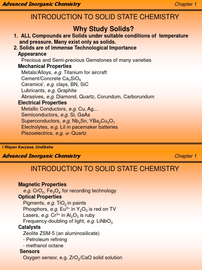 Introduction to Solid State Chemistry | PDF | Solid | Crystal