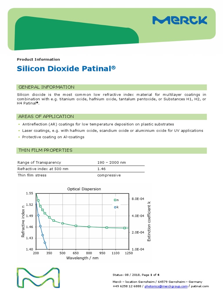 Silicon Dioxide Patinal: General Information | PDF | Thin Film ...