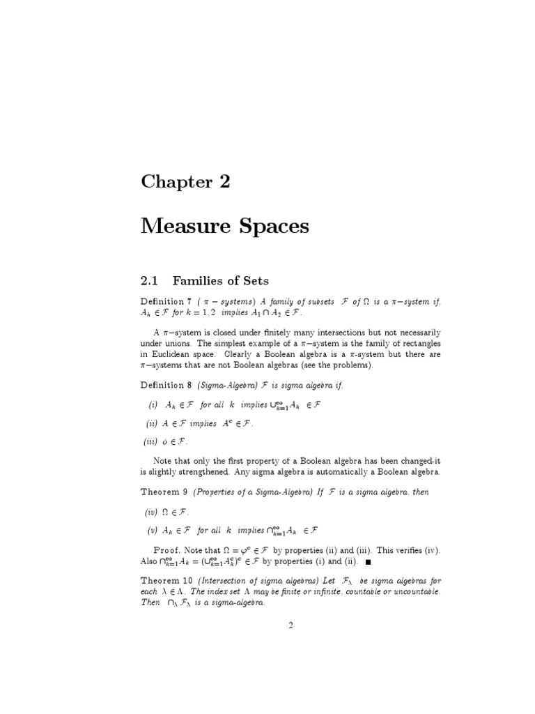 Measure Spaces: 2.1 Families of Sets | PDF | Measure (Mathematics ...