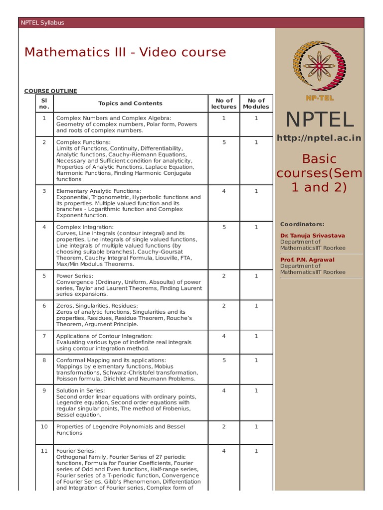 Nptel: Mathematics III - Video Course | PDF | Fourier Transform ...