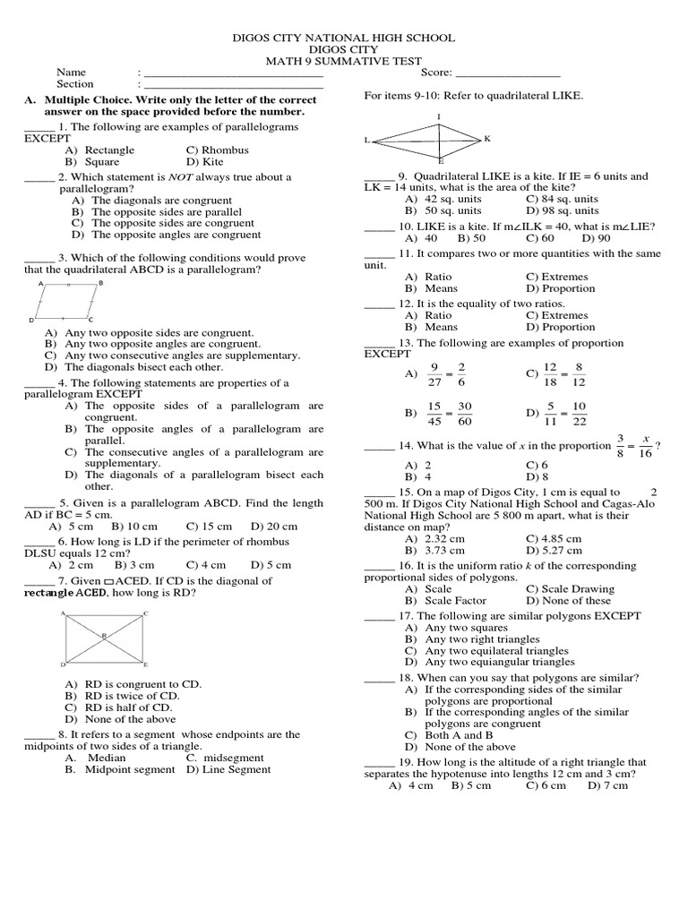 Summative Similarities 2018 | PDF | Rectangle | Triangle