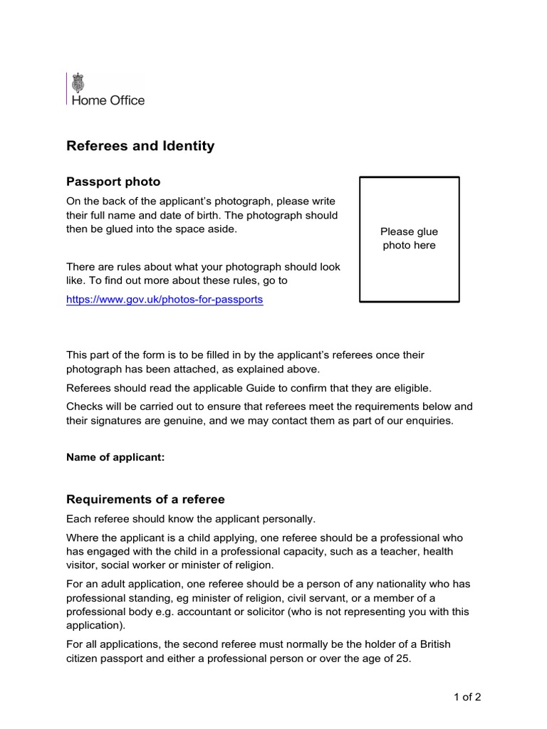 Referees and Identity: Passport photo | Passport | Public Law