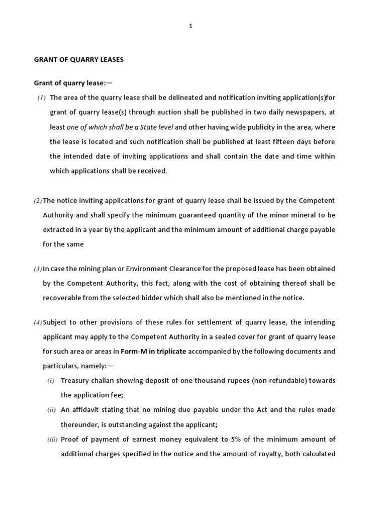 Quarry Lease & Permit | PDF | Lease | Renting