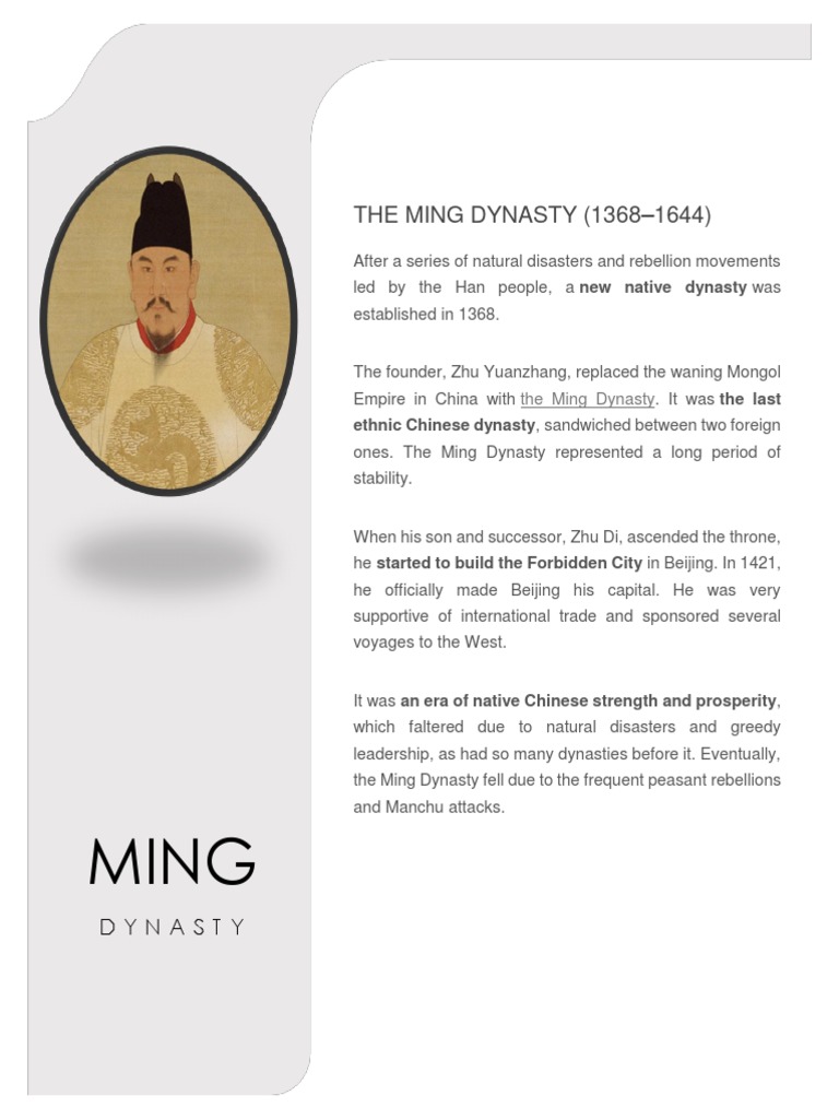 The Ming Dynasty (1368 - 1644) | PDF