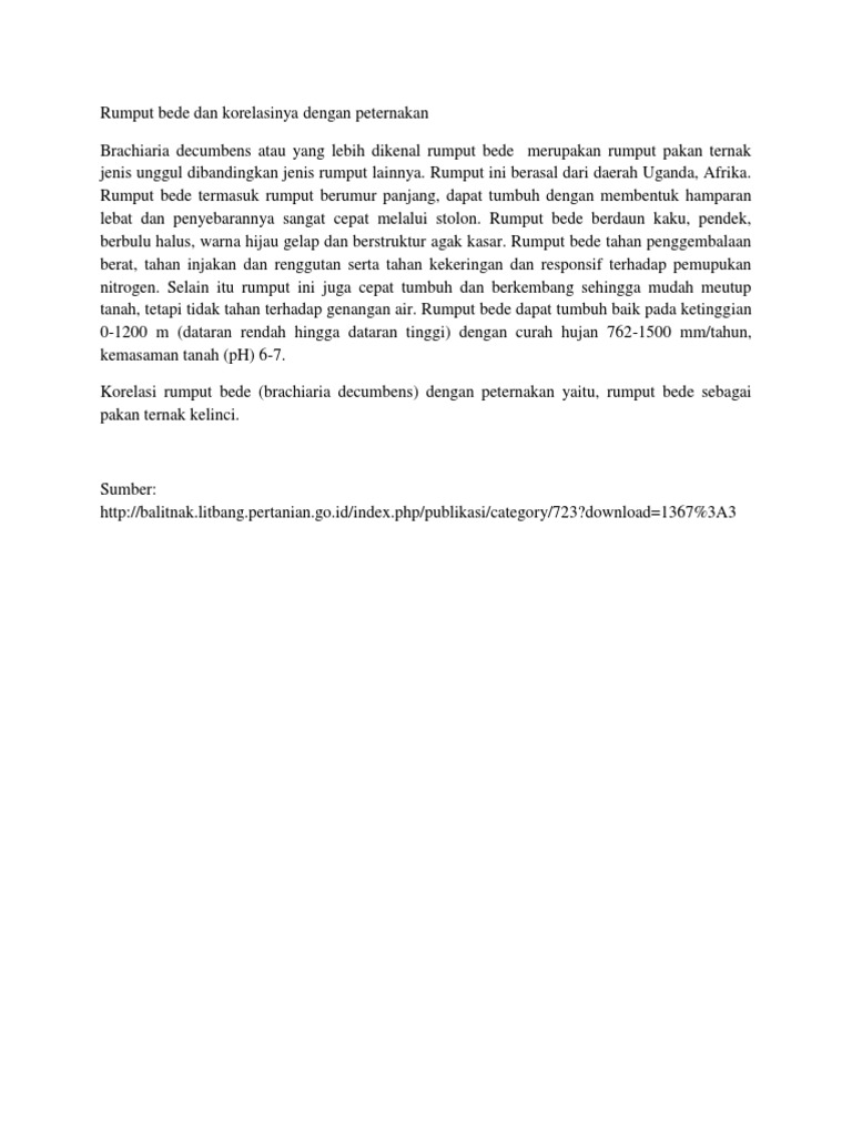Rumput Bede: Pakan Ternak Unggul | PDF | Griya & Taman