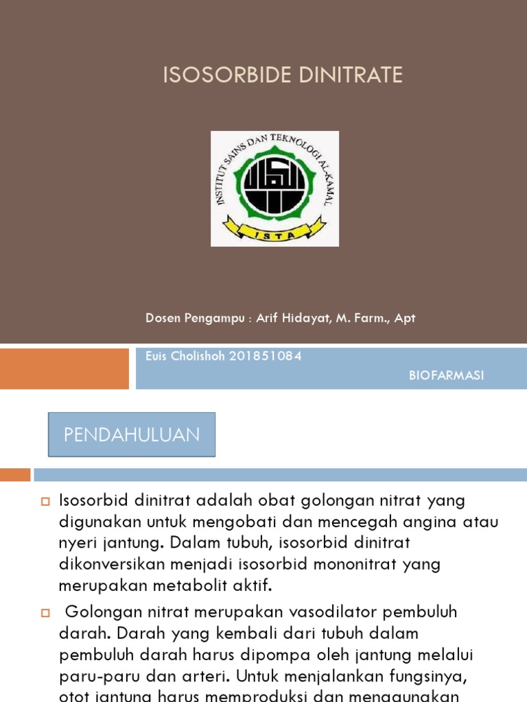 Isosorbide Dinitrate: Indikasi dan Dosis | PDF