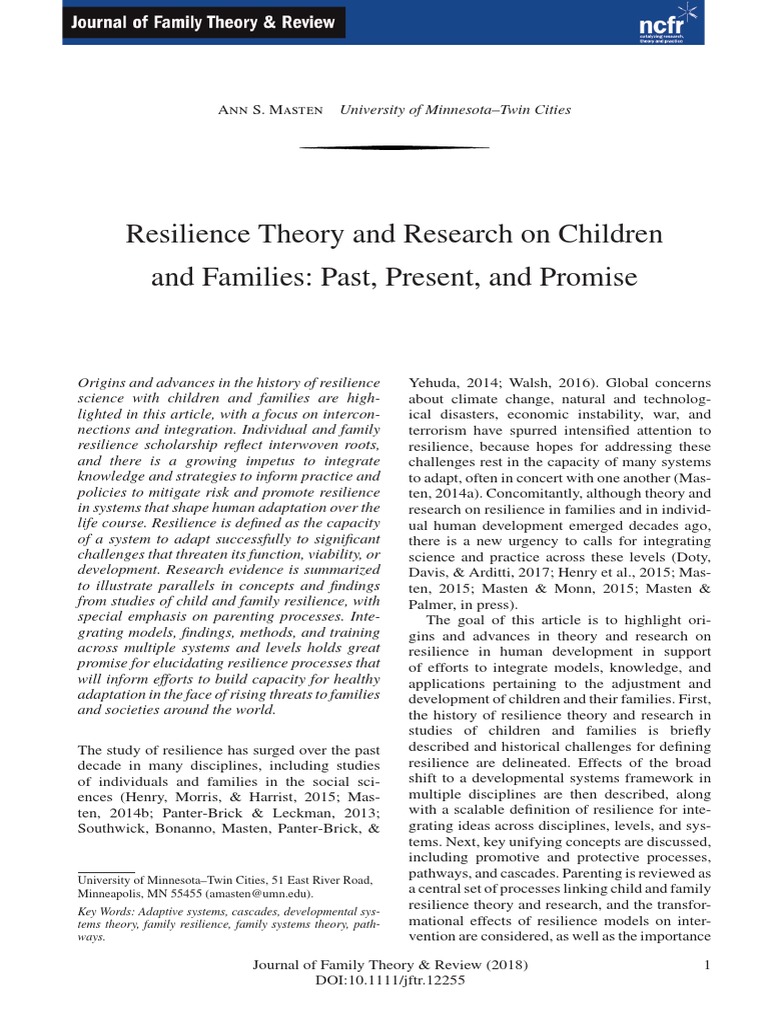 Masten, A. S. (2018) - Resilience Theory and Research On Children and ...