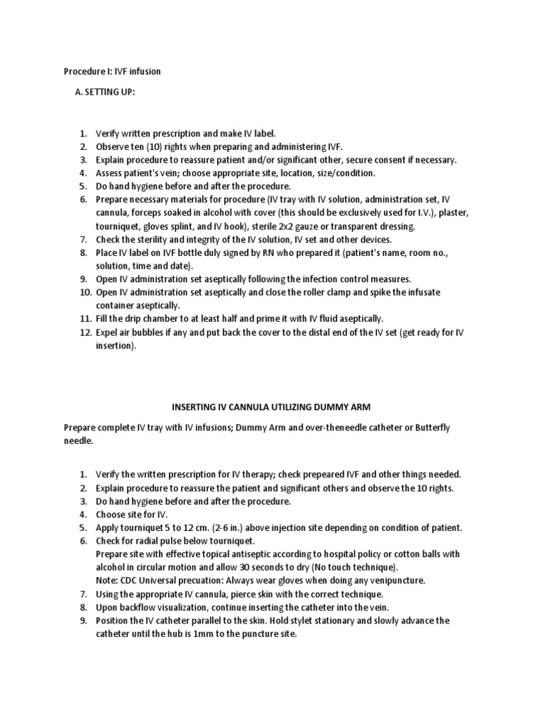 Inserting Iv Cannula Utilizing Dummy Arm | PDF | Intravenous Therapy ...