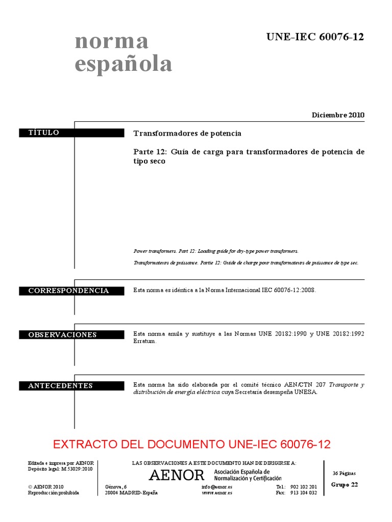 Iec 60076-12 | PDF | Transformador | Temperatura