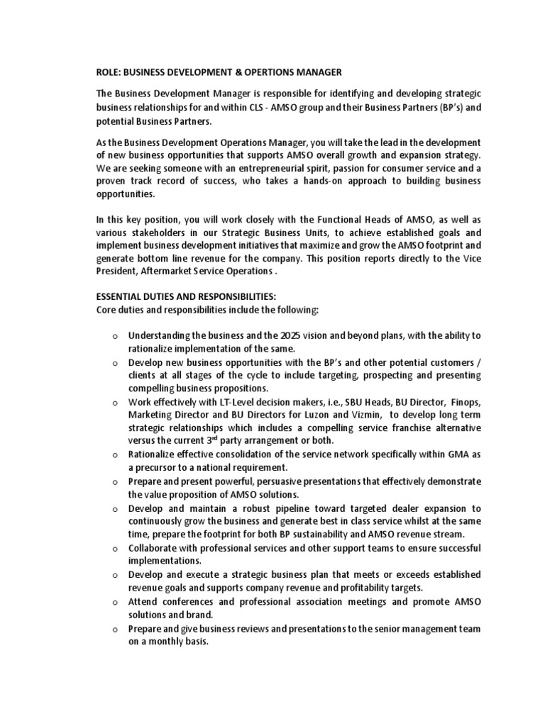 Business Development Manager | PDF | Business Development | Business