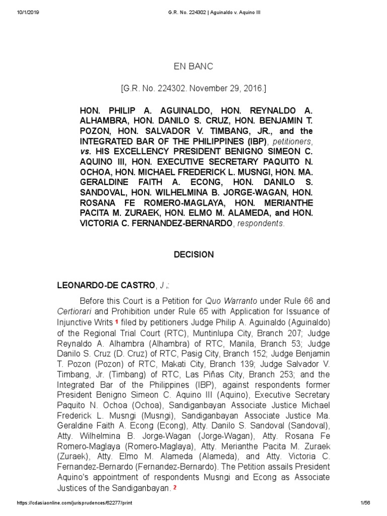 1 Aguinaldo v. Aquino III | PDF | Standing (Law) | President Of The ...