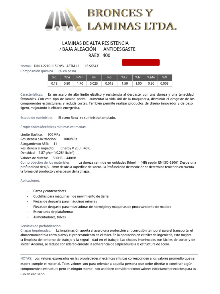 Antidesgaste Raex 400 | PDF | Soldadura | Construcción