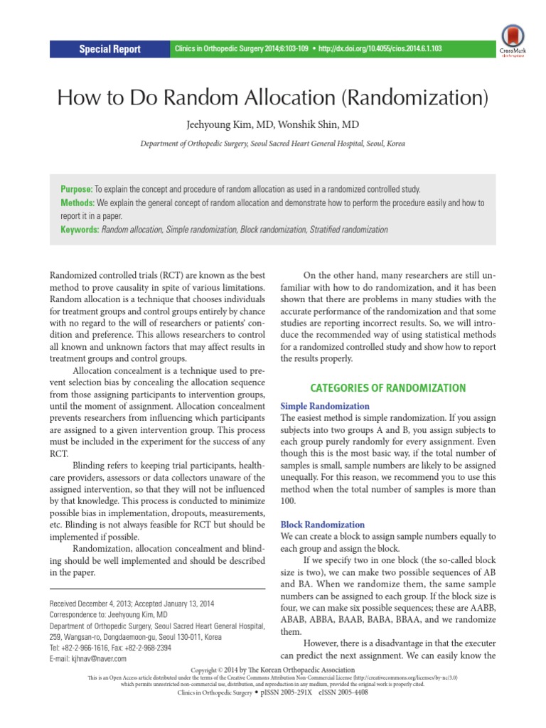 How To Do Random Allocation (Randomization) : Special Report | PDF ...