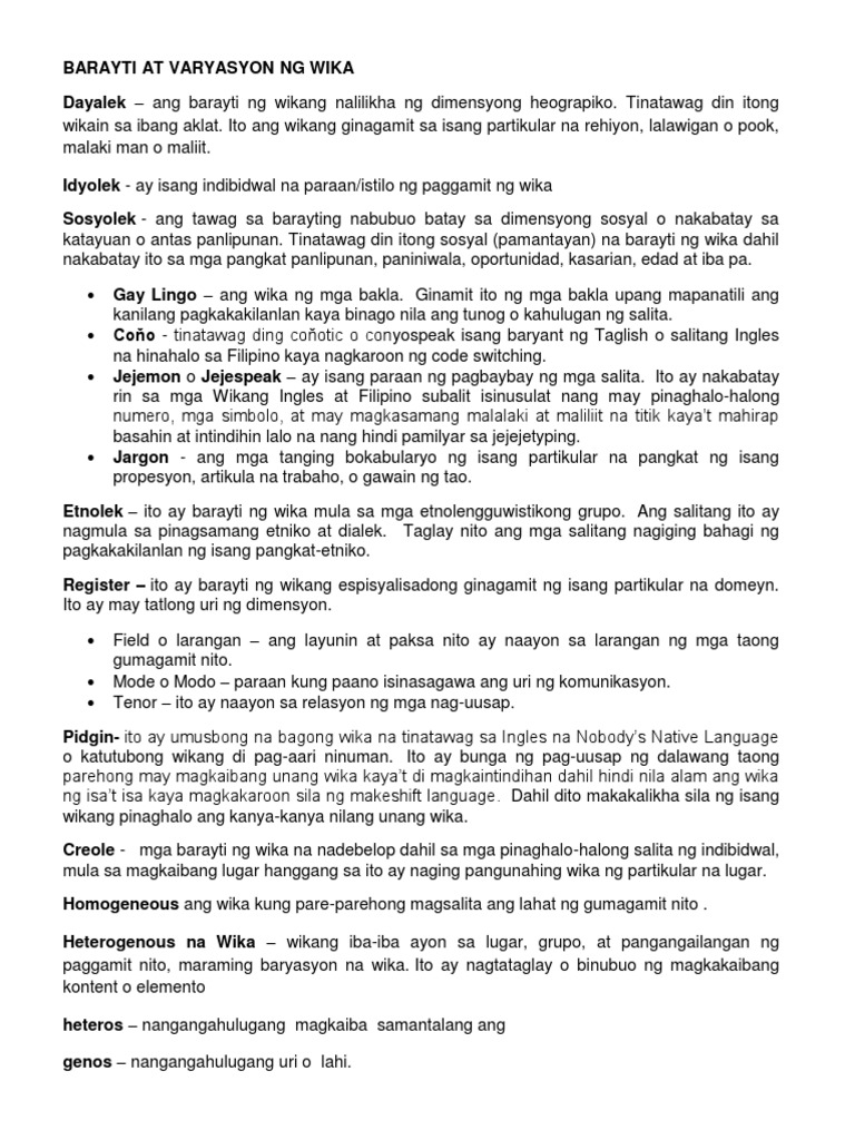 Barayti NG Wika | PDF