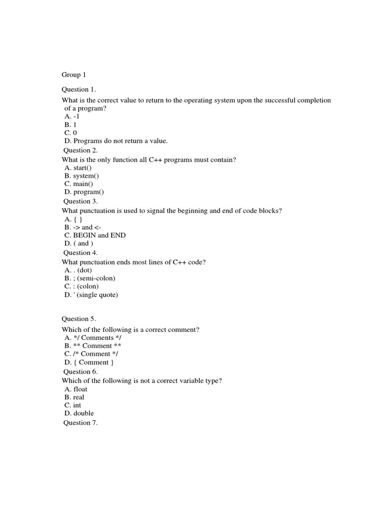C++ Fundamentals Quiz - Accurately Answering Questions on Variables ...