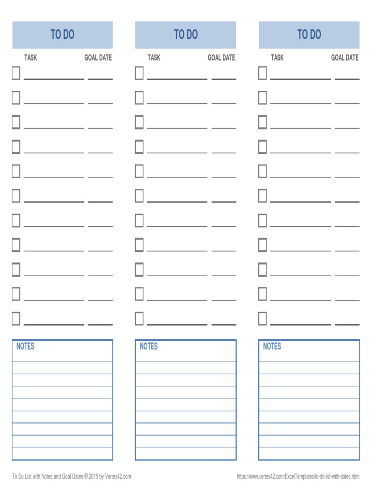 To Do List With Dates - 3 Up PDF | PDF
