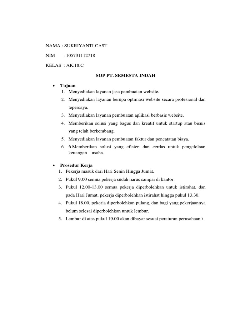 SOP Perusahaan | PDF