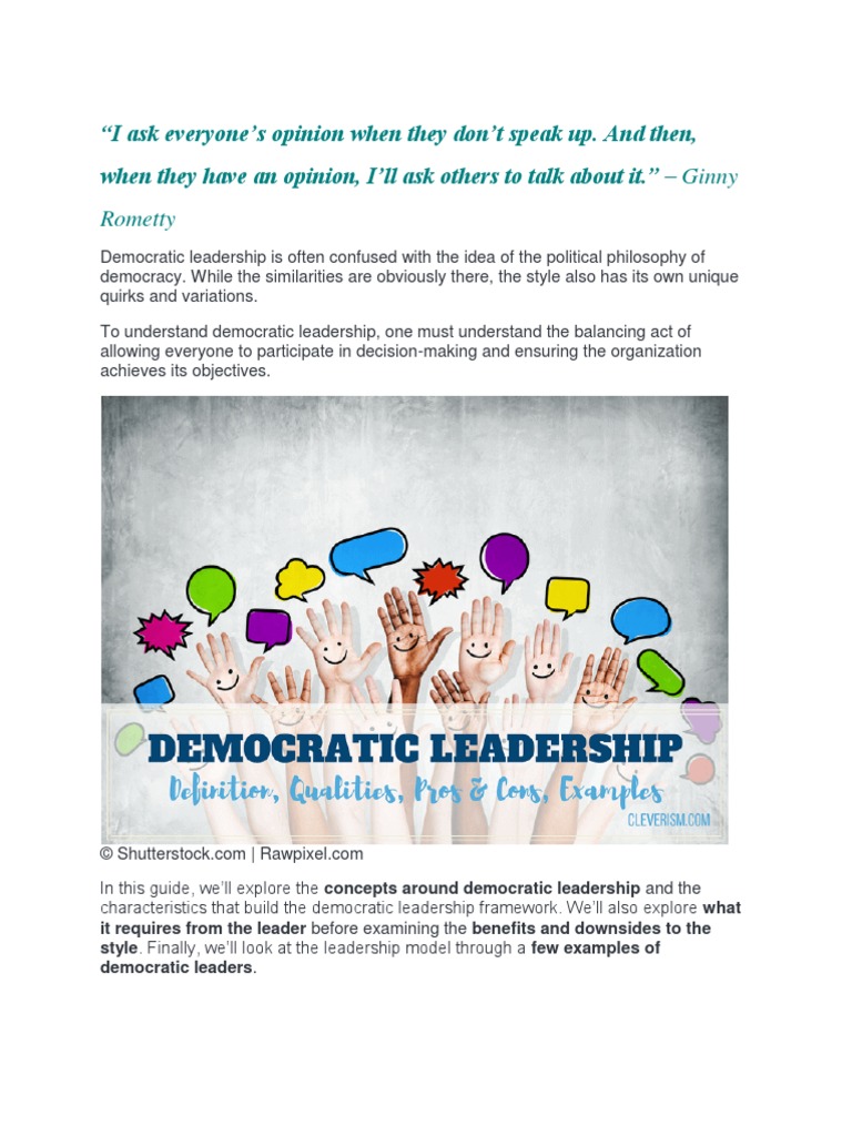 Democratic Leadership | PDF | Leadership | Decision Making