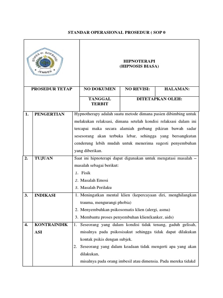 Sop Hipnoterapi | PDF
