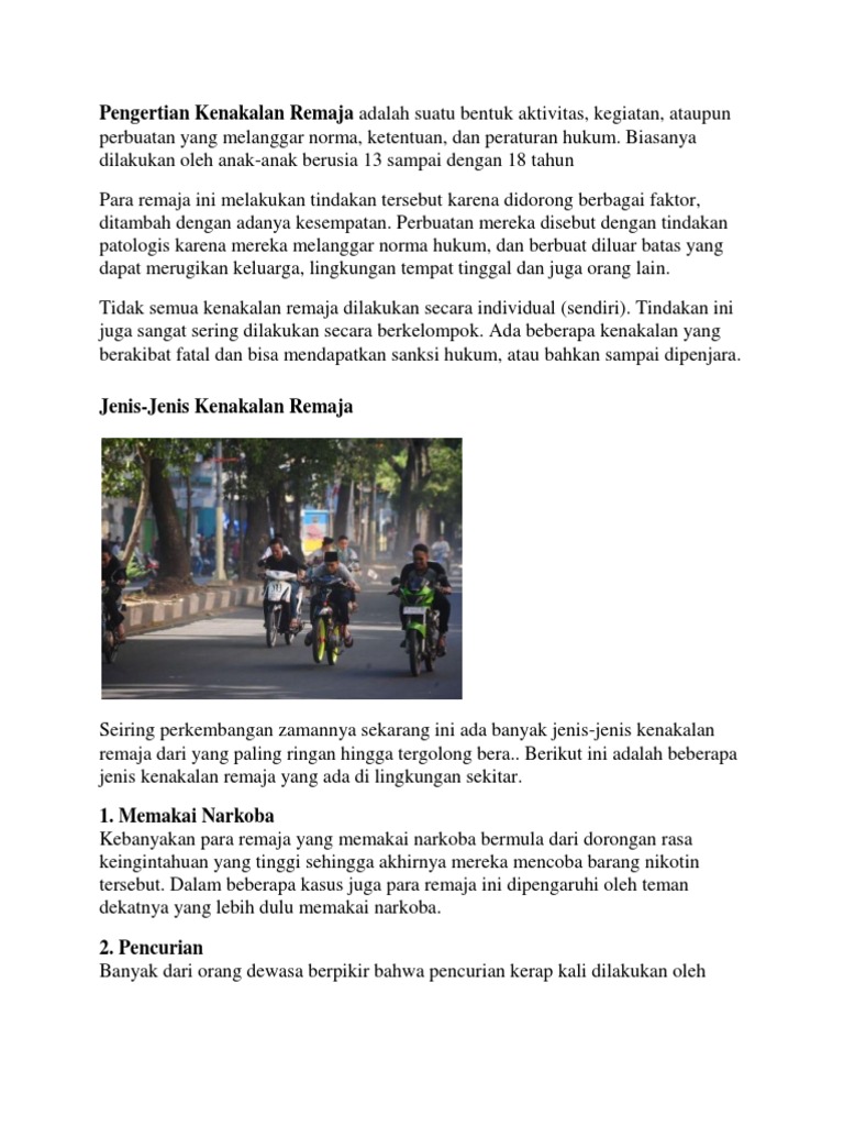Pengertian Kenakalan Remaja | PDF