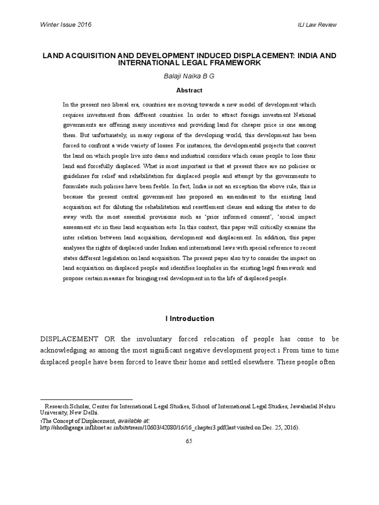 Land Acquisition and Development Induced Displacement: India and ...