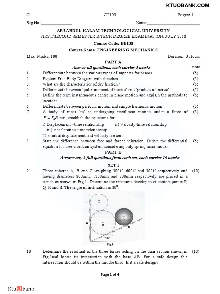 Answer All Questions, Each Carries 5 Marks: Reg No.: - Name | PDF | Lift (Force) | Acceleration
