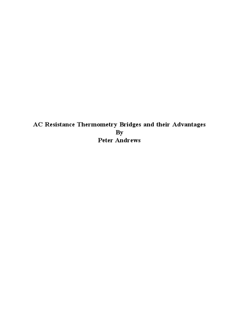 AC Resistance Thermometry Bridges and Advantages | PDF | Transformer ...