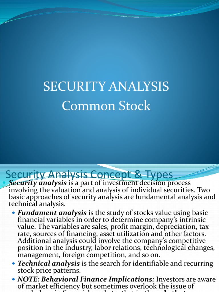 Security Analysis - Common Share | PDF | Stocks | Book Value