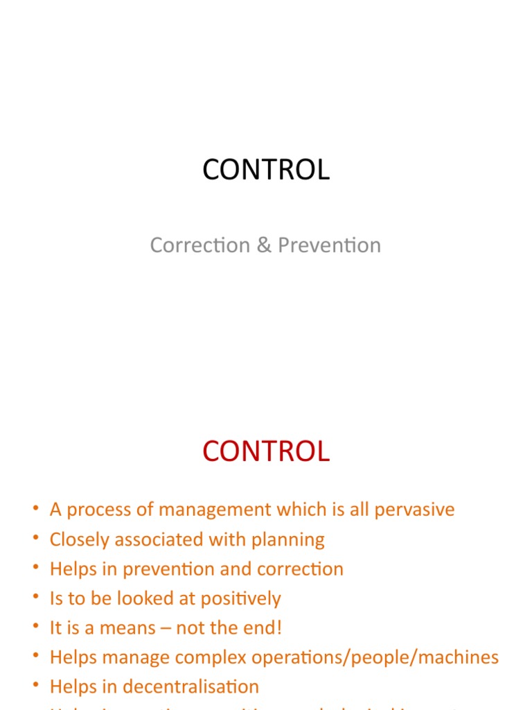 Control: Correction & Prevention | PDF | Budget | Expense