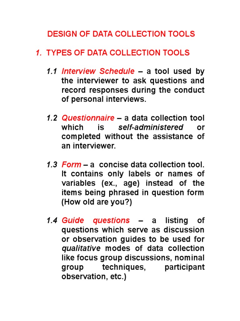 Data Collection Tools