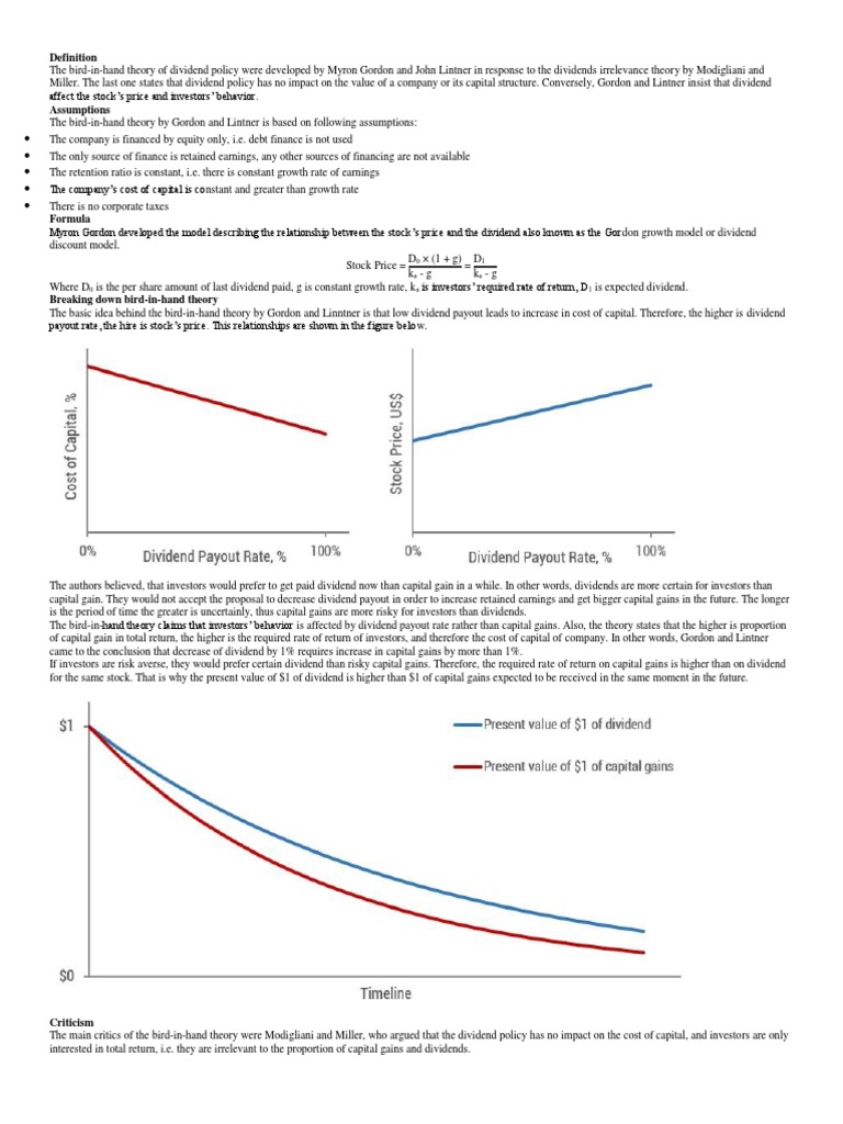 Bird in The Hand Theory | PDF | Cost Of Capital | Dividend