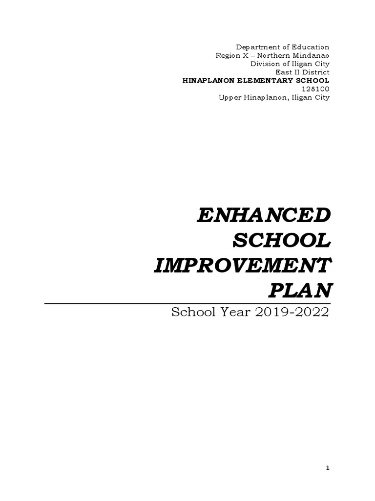 Enhanced School Improvement Plan | PDF | Literacy | Teachers