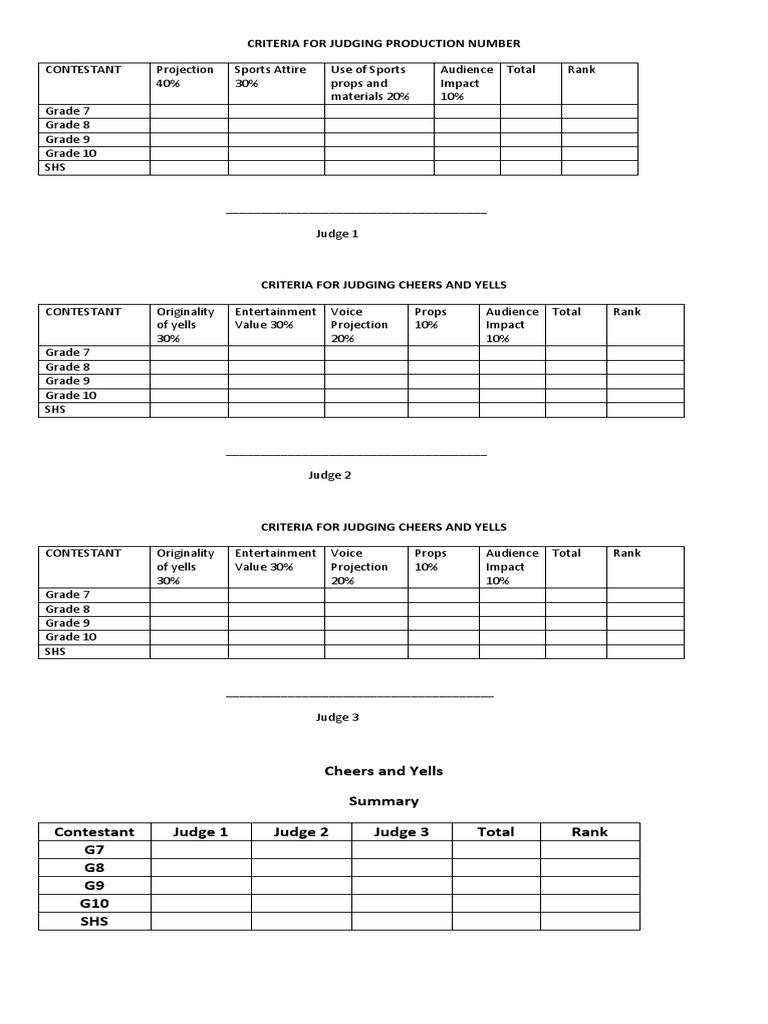 Criteria For Cheers and Yells | PDF | International Economic ...