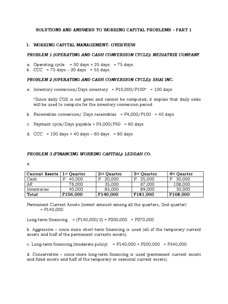 Working Capital Solutions Overview | PDF | Working Capital | Balance Sheet