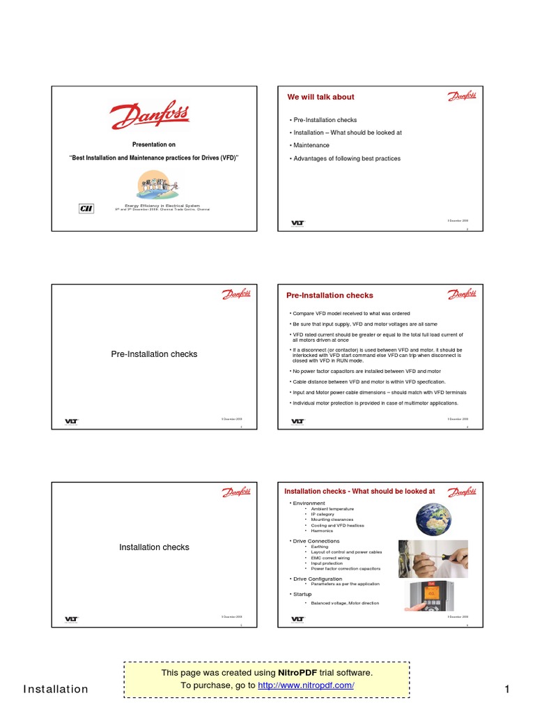 VFD Installation Checklist Danfoss Industries | PDF | Electric Motor ...