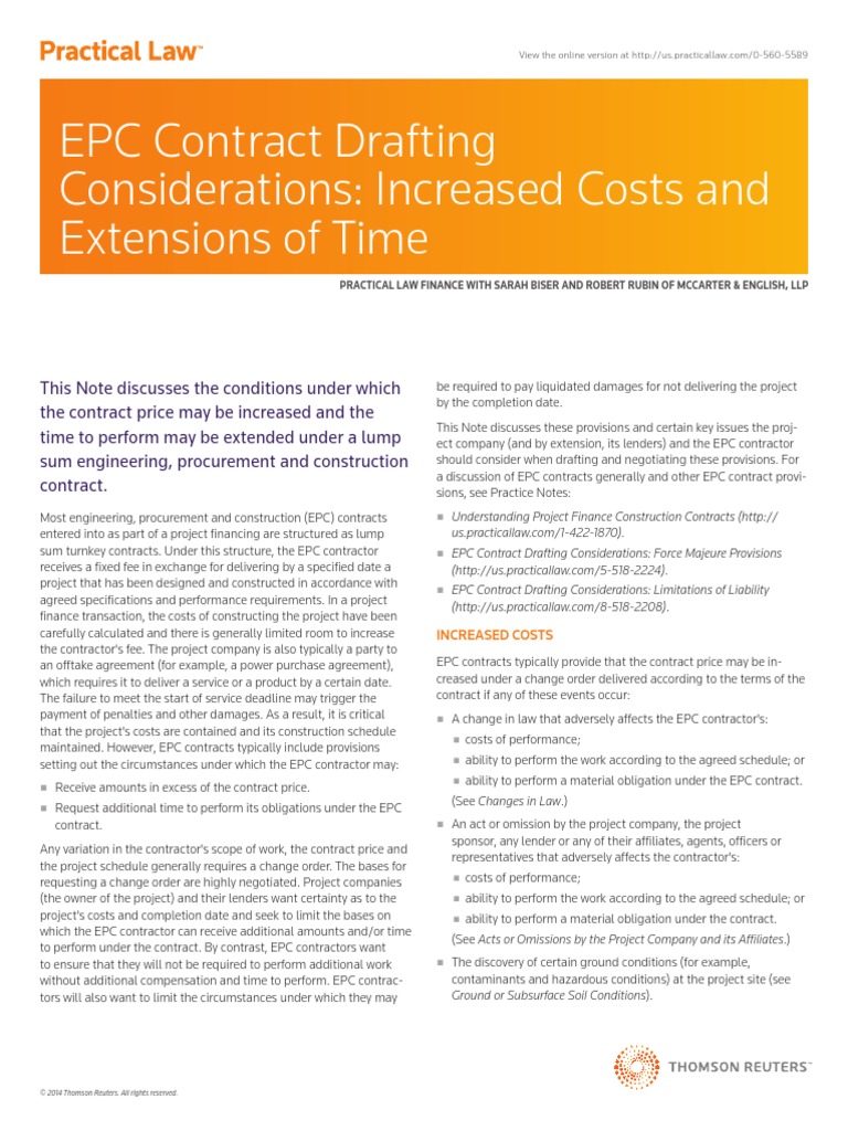 Practical Law - EPC Contract Drafting Oct2014 | PDF | Project Finance | Justice
