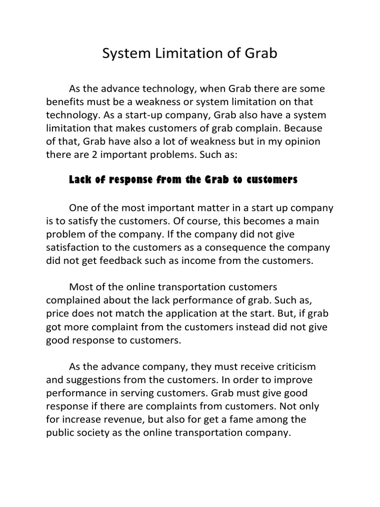 System Limitation of Grab (CITW Assignment) | PDF | Global Positioning ...