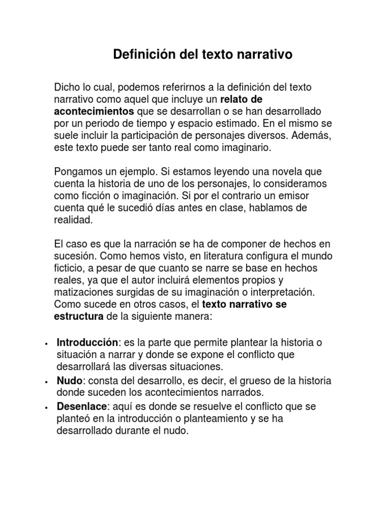 Definición Del Texto Narrativo | PDF | Narrativa | Narración