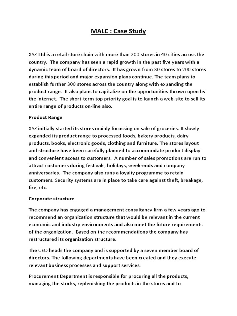 XYZ Ltd Case Study - MALC Retail Chain ITSM Maturity | PDF | It Service ...