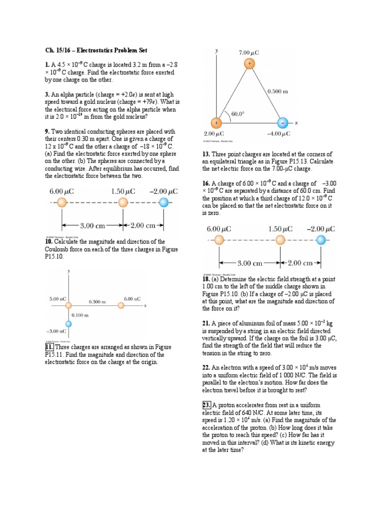 Electrostatics Problem Set Solutions | PDF | Capacitor | Electrostatics