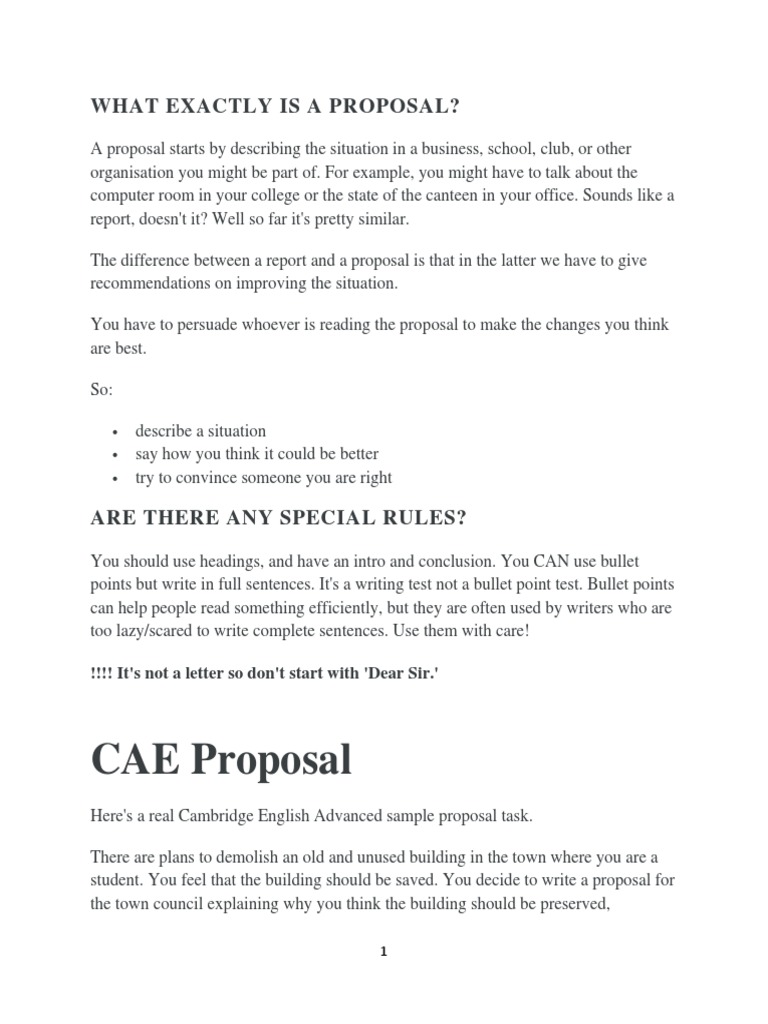 CAE Proposal: What Exactly Is A Proposal? | PDF | Persuasion | Argument