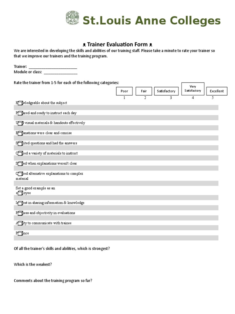 Trainers Eval SLAC | PDF