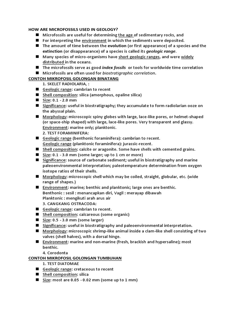 Microfossils in Geology | PDF | Earth Sciences | Organisms