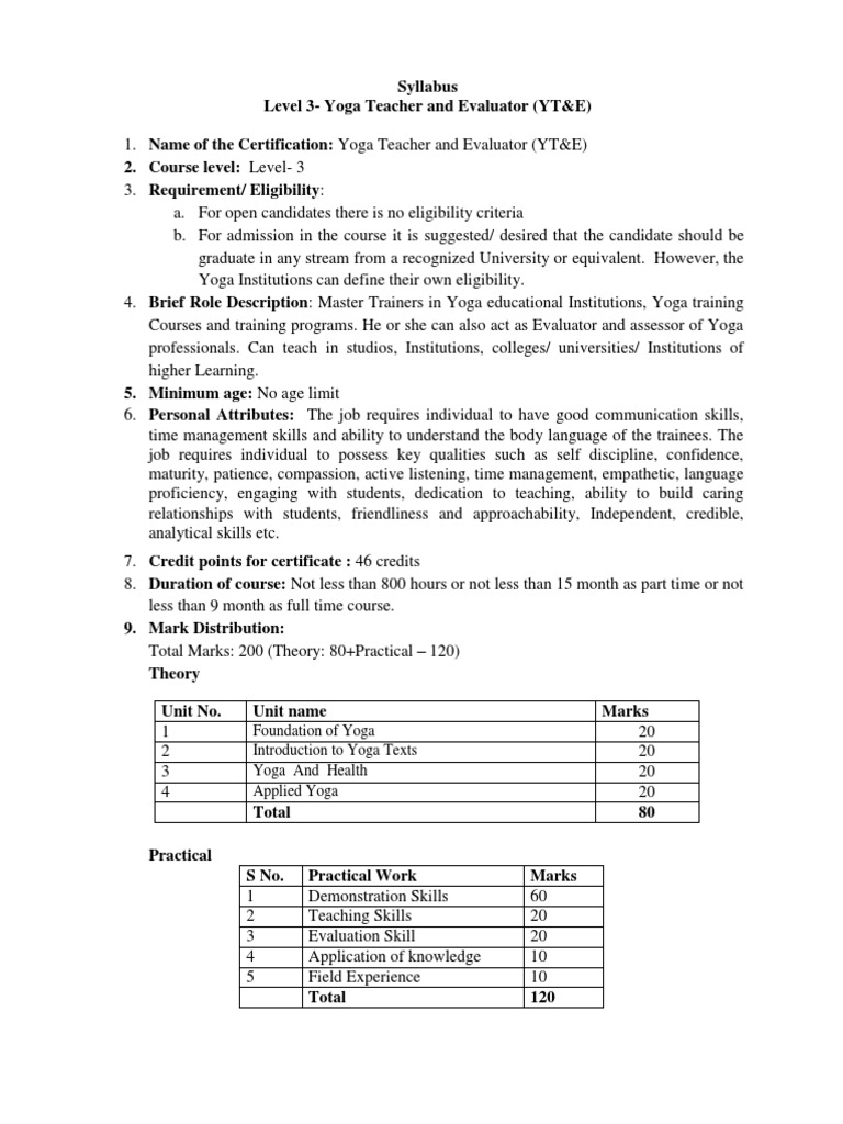 Syllabus For Level 3 | PDF | Hatha Yoga | Yoga