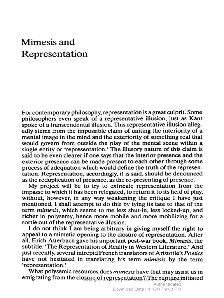 Mimesis and Representation | PDF | Narrative | Aristotle
